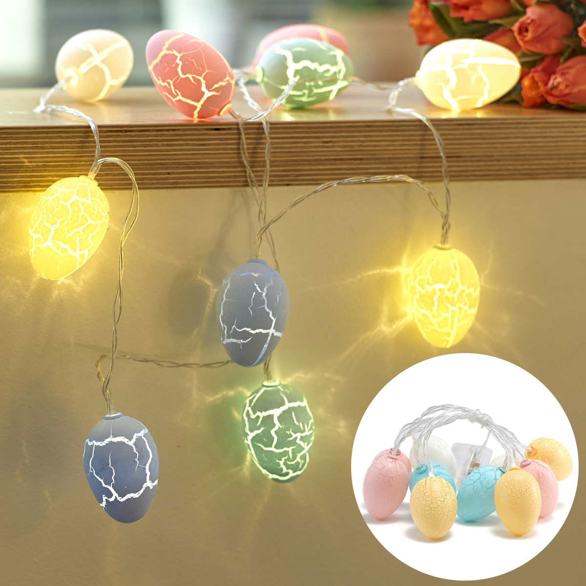 10 LED Easter Egg Fairy Light String White Spring Holidays Party Lights ...