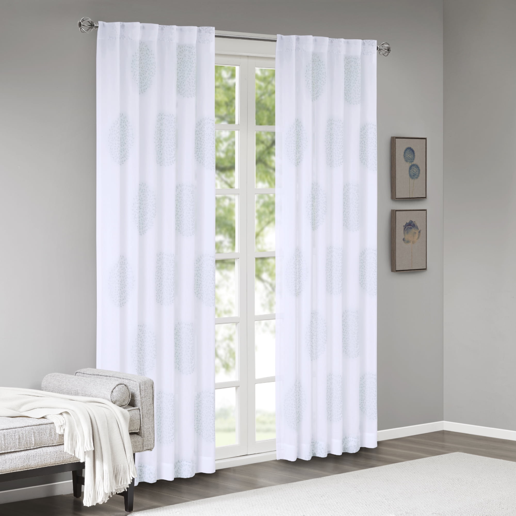 Home Essence Ophelia Sheer Branch Flocking Window Panel - Walmart.com