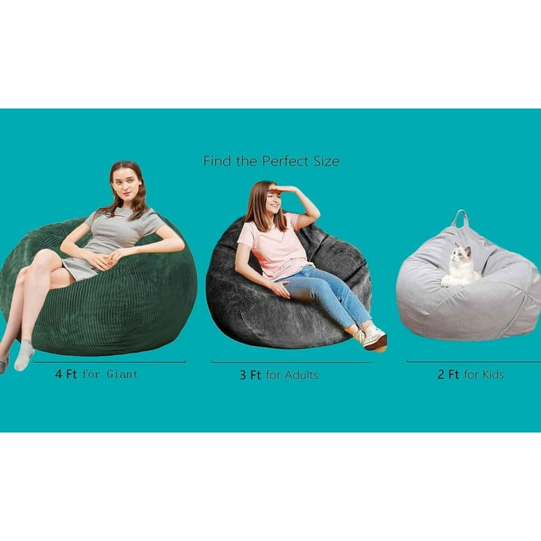 Chair Bean Bag Chairs With Faux Rabbit Fur Cover, 4 Ft Giant Memory ...