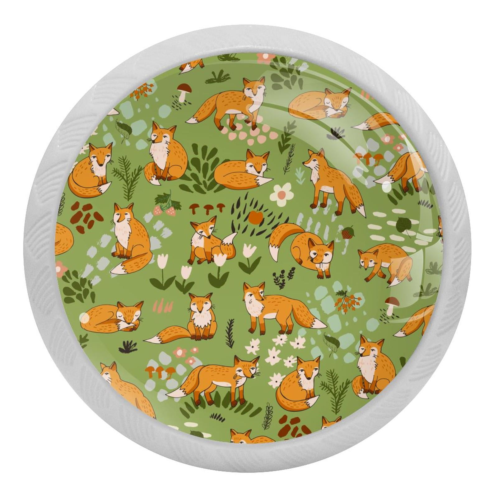 4PCS Round Fox Cabinet Fluorescence Knob Glowing in the Dark Furniture ...