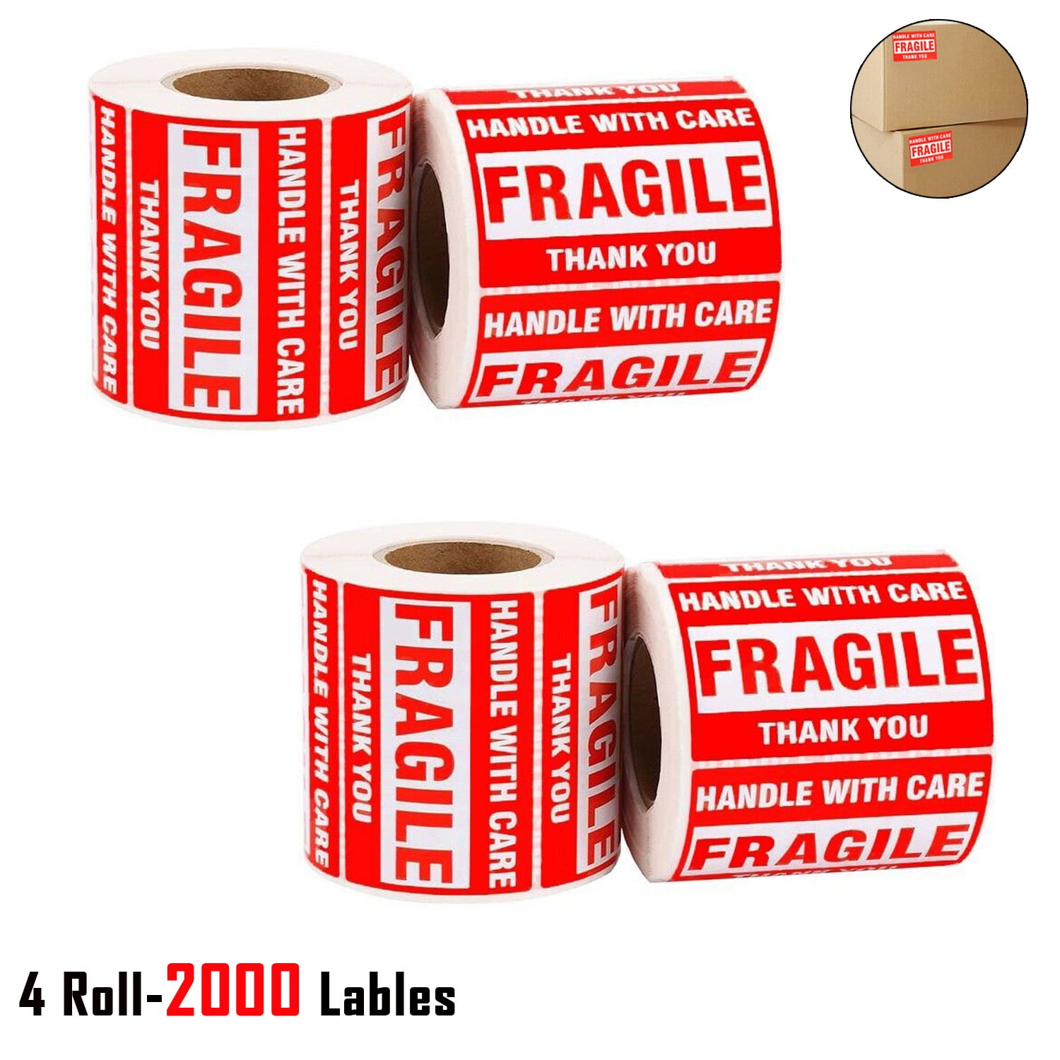 4 Roll(2000 Labels) Fragile Stickers 2"x3" Mailing Warning Labels ...