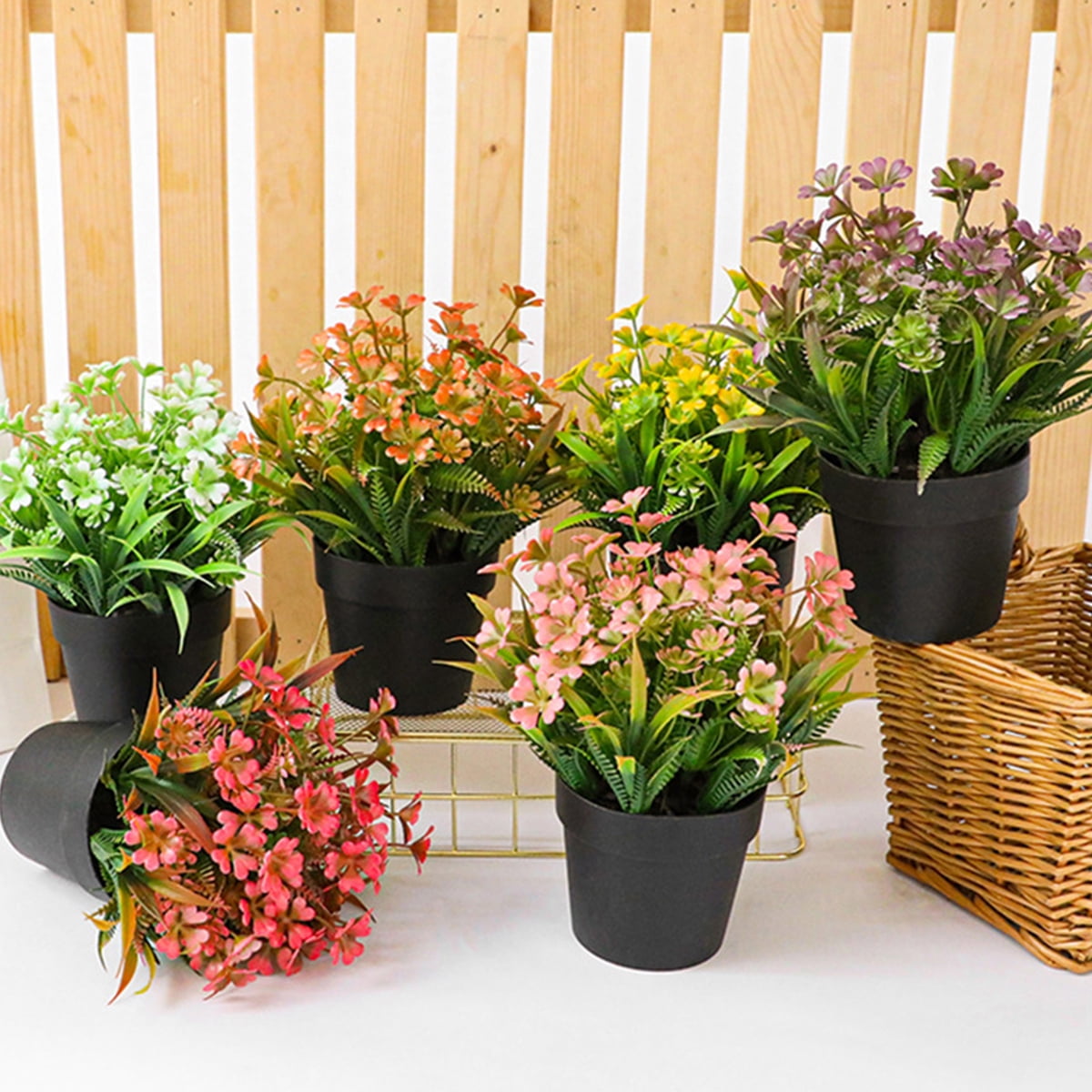 Vnanda Mall Fake Plants Potted, Faux Green Plant Bonsai with Black Pot ...