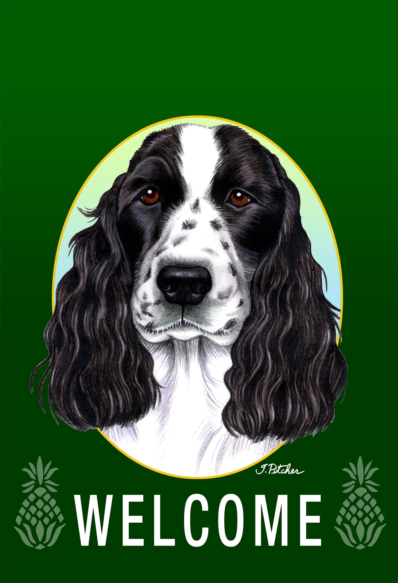 English Cocker Spaniel- Best of Breed Welcome Pineapples Garden Flags ...