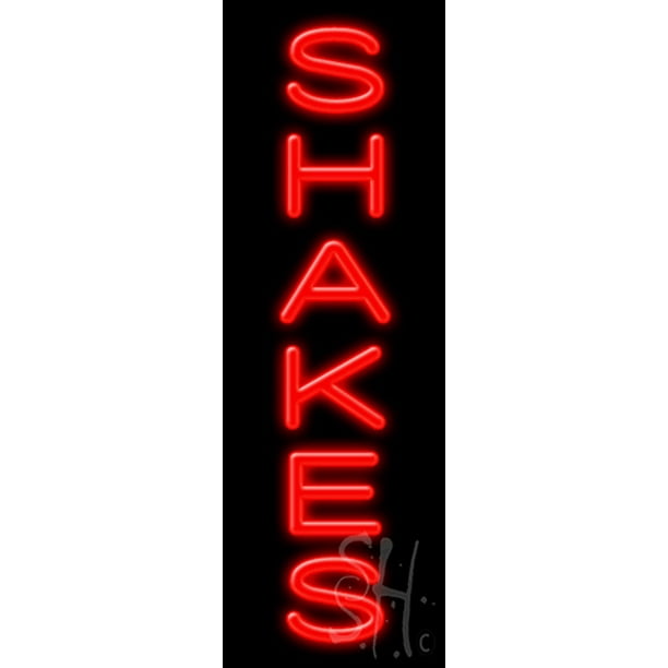Shakes LED Neon Sign 8" Tall x 24" Wide, Clear Edge Cut Acrylic Backing ...
