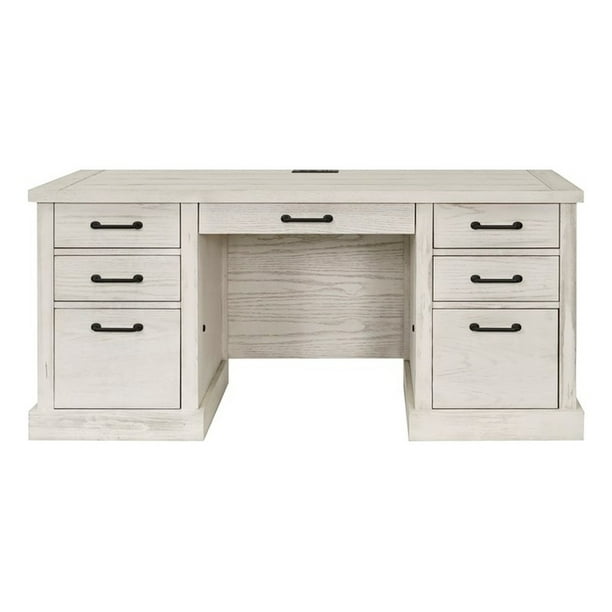 Rustic Desk Office Writing Table Wood Credenza Fully Assembled White ...