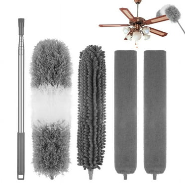 Microfiber Duster Kit for High Ceiling (4pcs), Extendable Dusters for ...