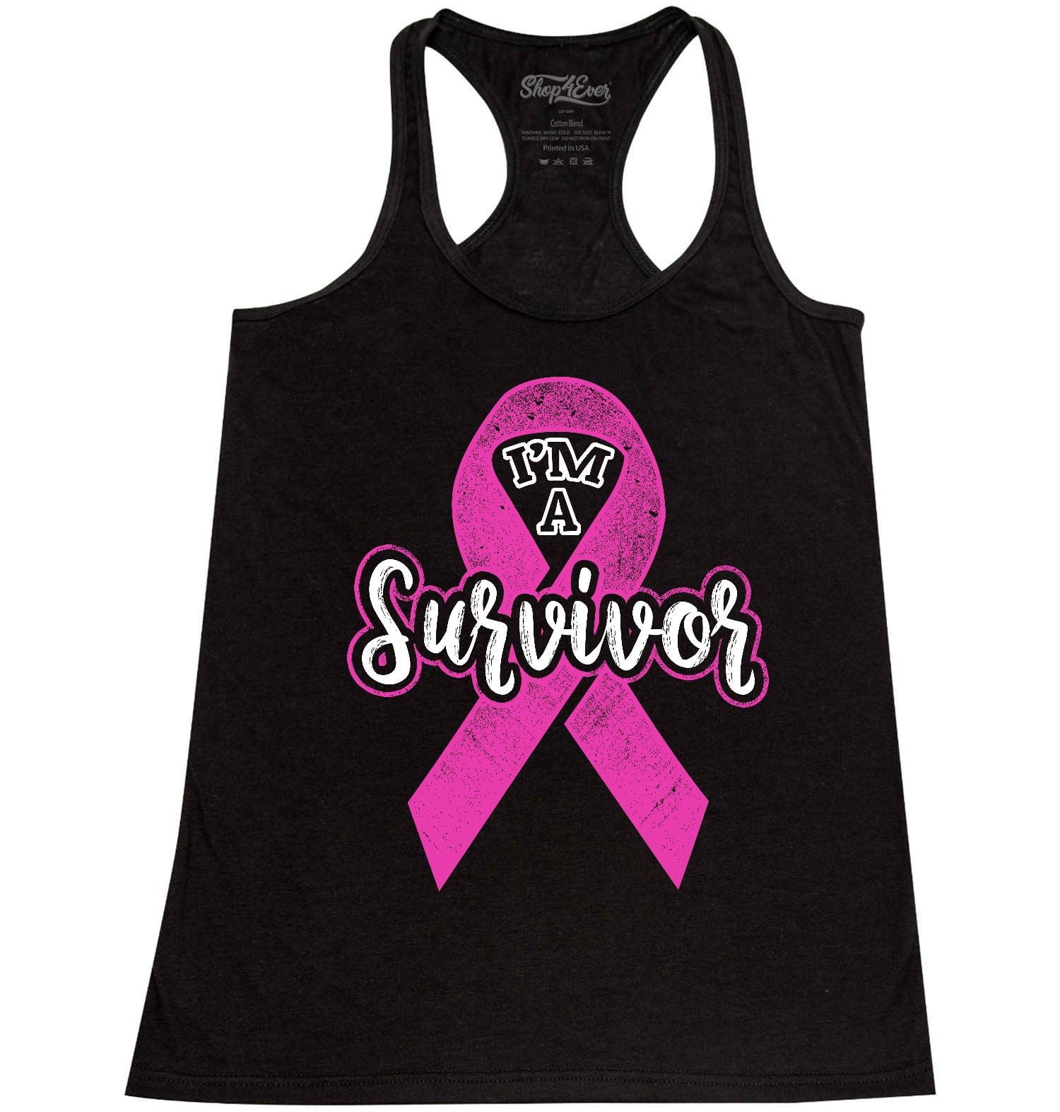 Shop4ever Womens Im A Survivor Breast Cancer Awareness Racerback Tank