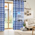 Blue and White Checkered Pattern Blackout Curtains,Triple Weaved Fabric ...