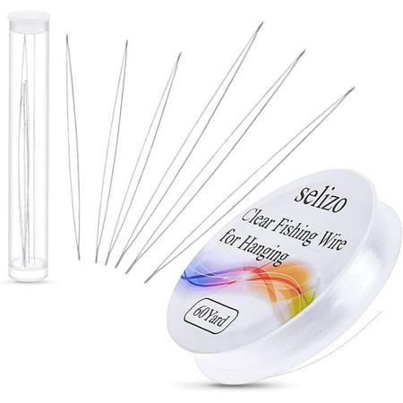 Beading Needles with Fishing Wire, Selizo 6pcs Big Eye Beading Needles ...