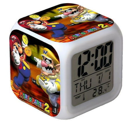 Super Mario Colorful Color Changing Alarm Clock Led Animation Cartoon ...