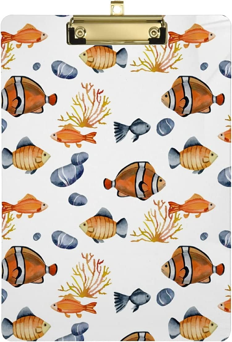 ZHANZZK Watercolor Clown Fishes Clipboard Hardboard Wood Nursing Clip ...