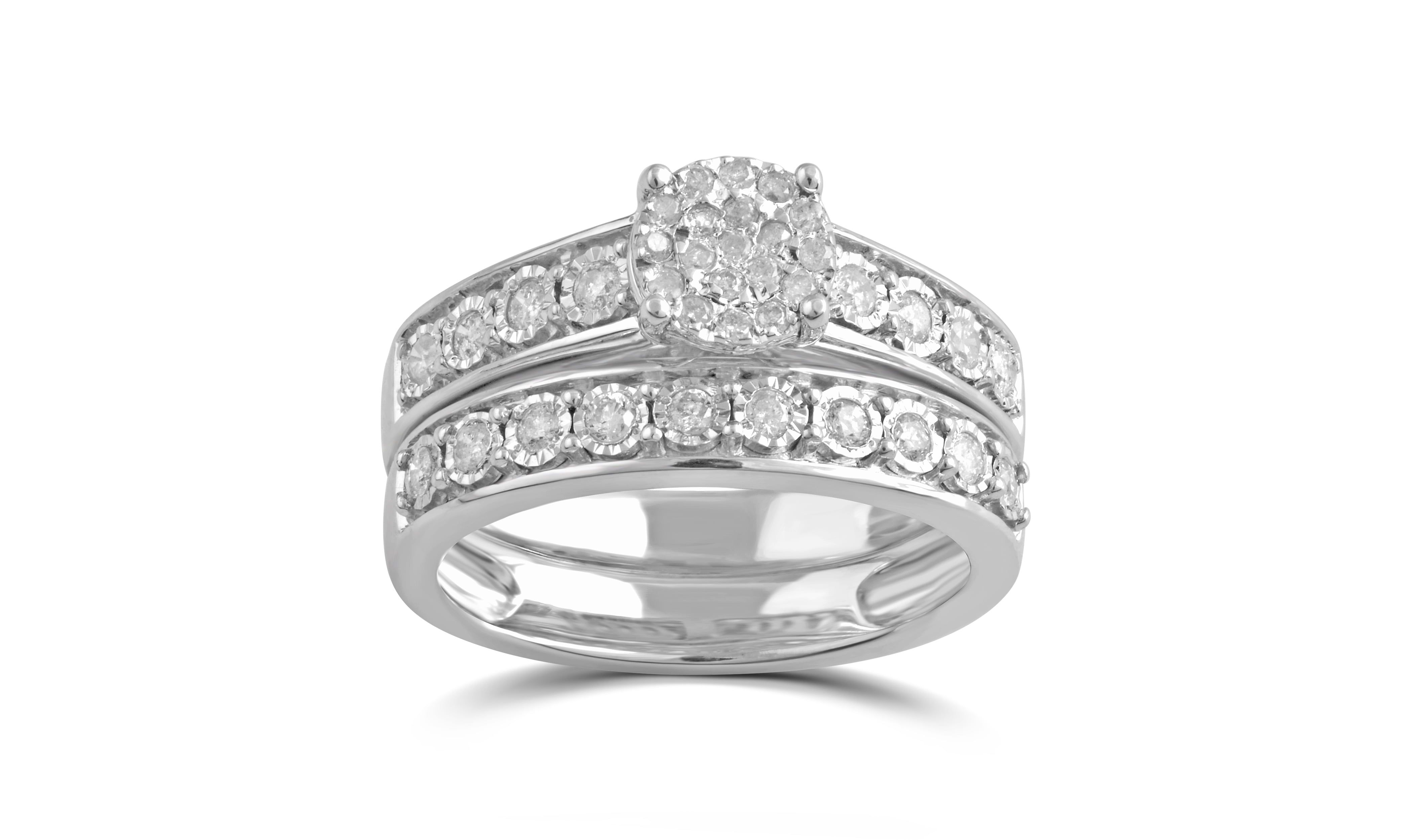 1/2 Carat T.W Diamond Miracle Plate Sterling Silver Bridal Set ...