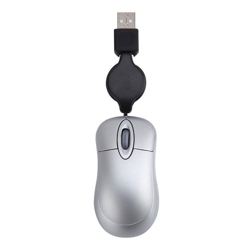 Lovely Mini Wired Mouse Retractable USB Cable Ergonomic Office Computer ...