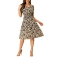 Allegra K Womens Floral V Neck Short Sleeve Fit And Flare Smocked