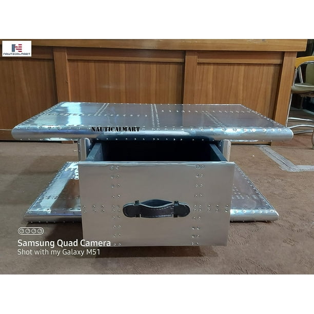 Nauticalmart Aviator Coffee Table with Drawers (100x60x41cm) - Walmart.ca