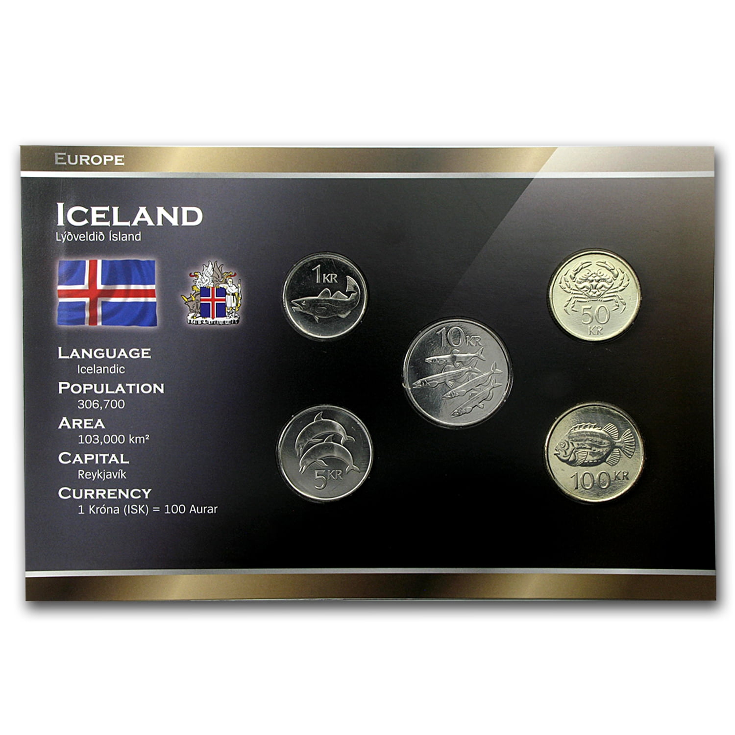 2001-2008 Iceland 1-100 Kronur Coin Set Unc - Walmart.com