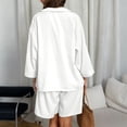 BOOMNY Womens 2 Peice Sets Solid Short Sleeve Buttons Shirts Shorts ...