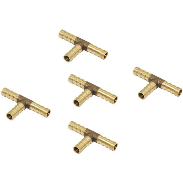5pcs Connector Barbed Fitting T Type Hose Fuel Water Joiner Pipe ...