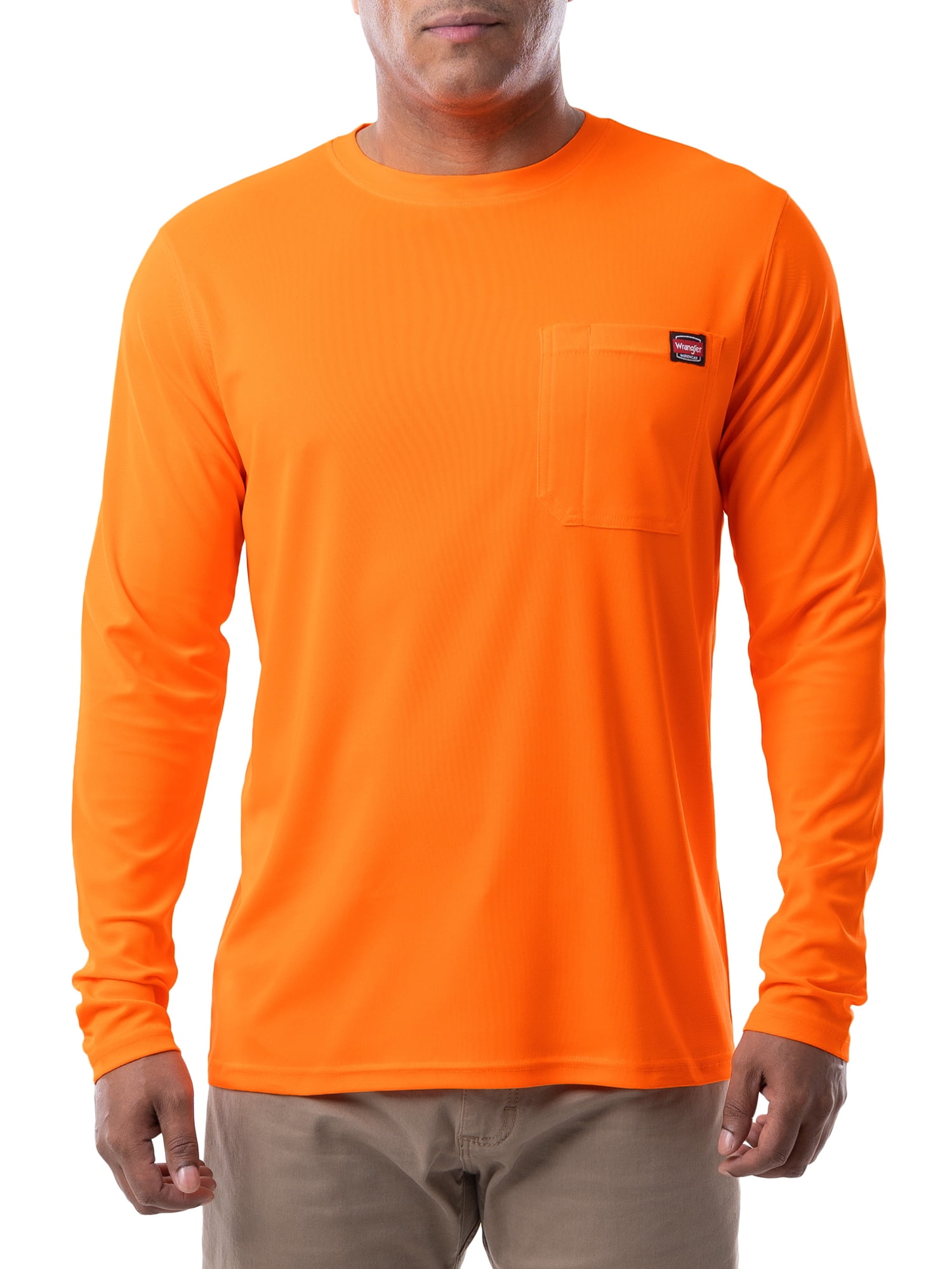 Wrangler Workwear Men's Long Sleeve Poly Performance Pocket T-Shirt ...