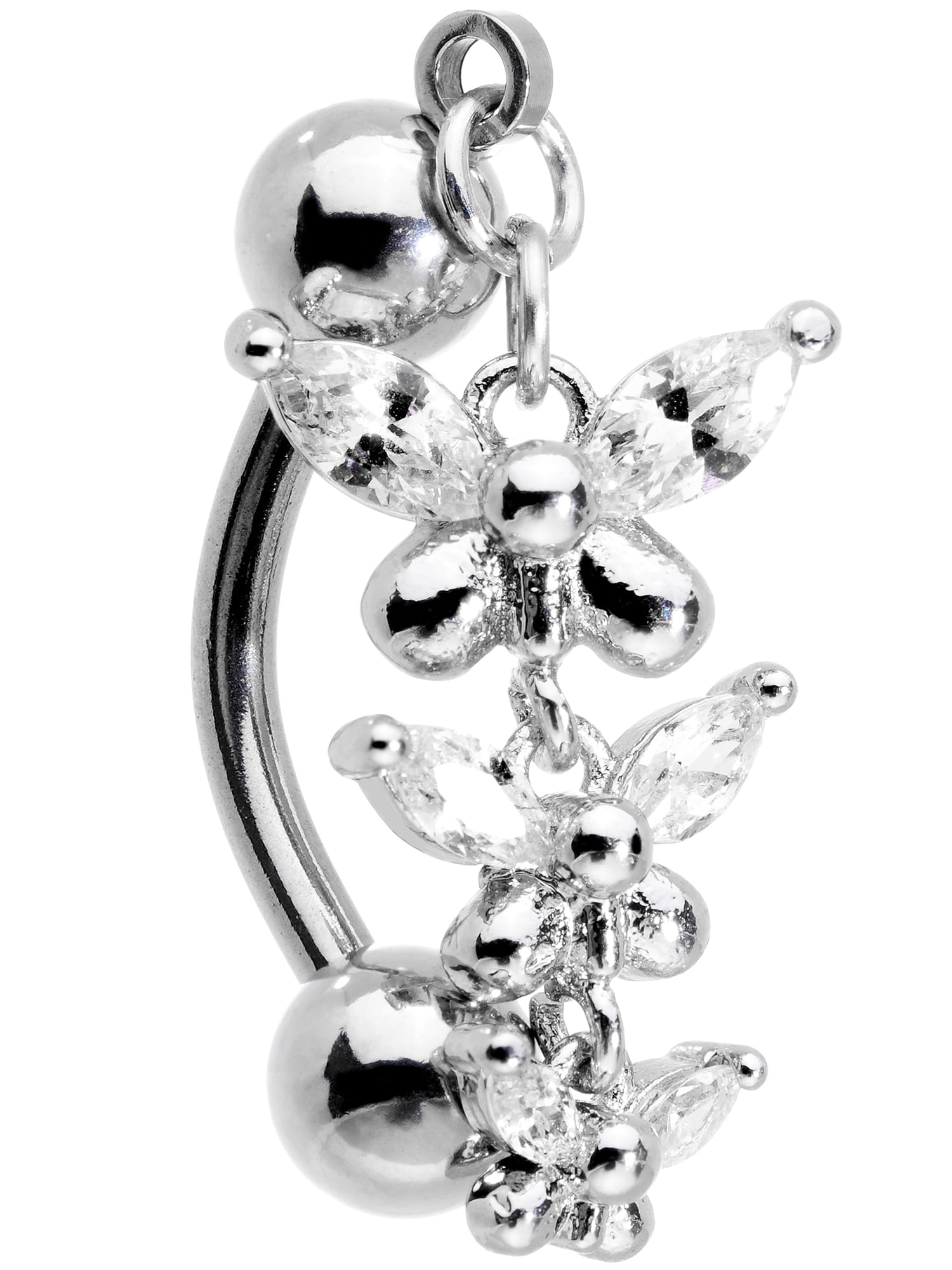 Body Candy 14g Womens 316l Steel Navel Ring Piercing Clear Accent
