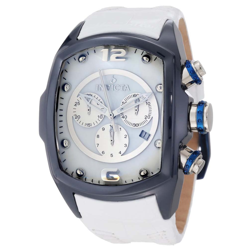 Invicta Men's 10282 Lupah Revolution White Leather Strap Navy Blue ...
