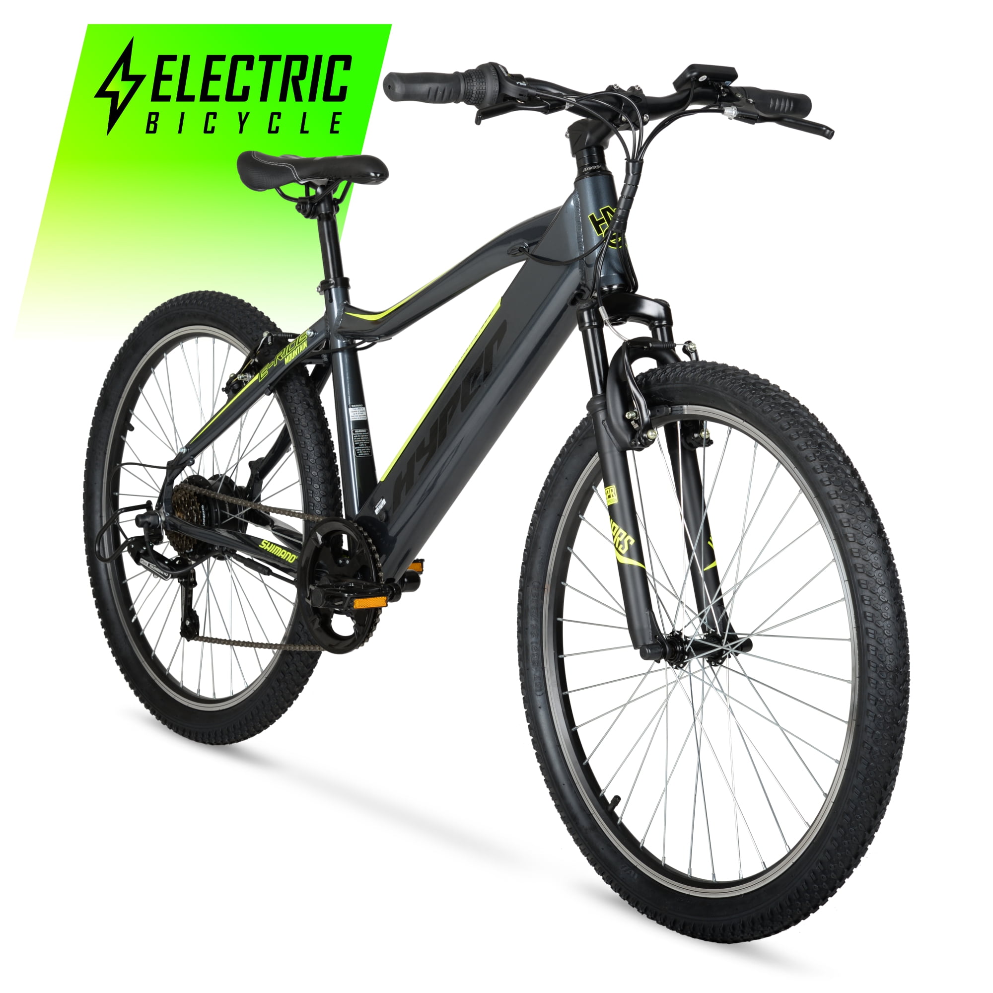 Hyper Bicycles 26″ 36V Electric Mountain Bike with Pedal-Assist, 6 Speeds, 250W Motor, Adult ...