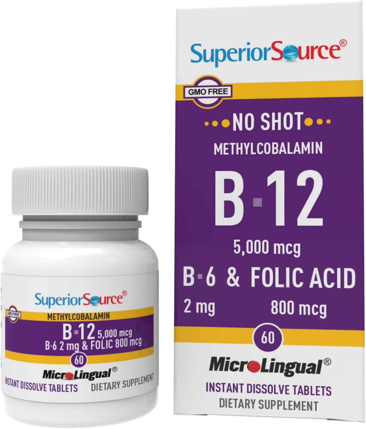 Vitamina B12, metilcobalamina, 5000 mcg, tabletas sublinguales, 60 ...