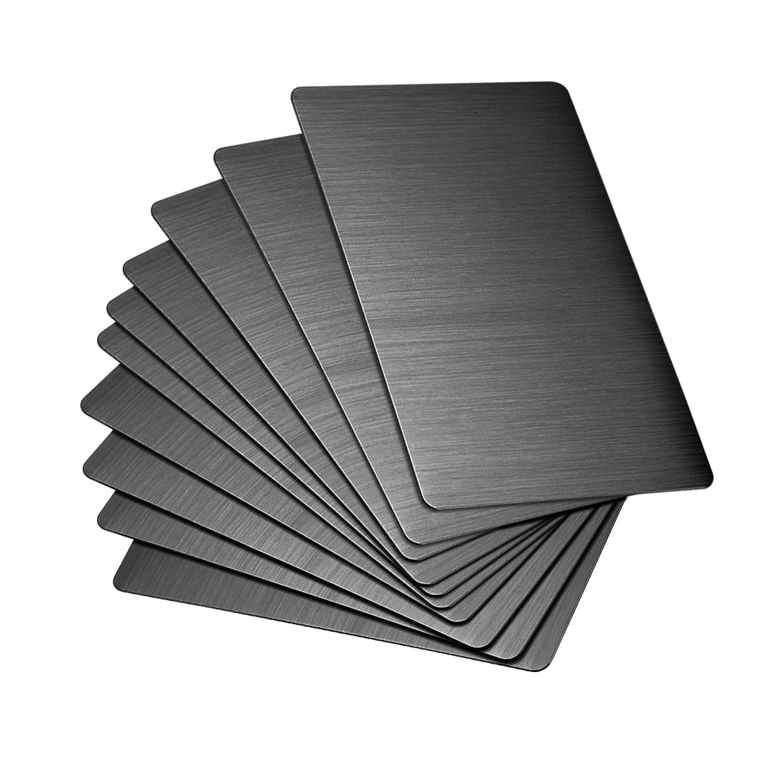Uxcell 80x50x0.4mm Stainless Steel Blank Metal Card Brushed Black 10 ...