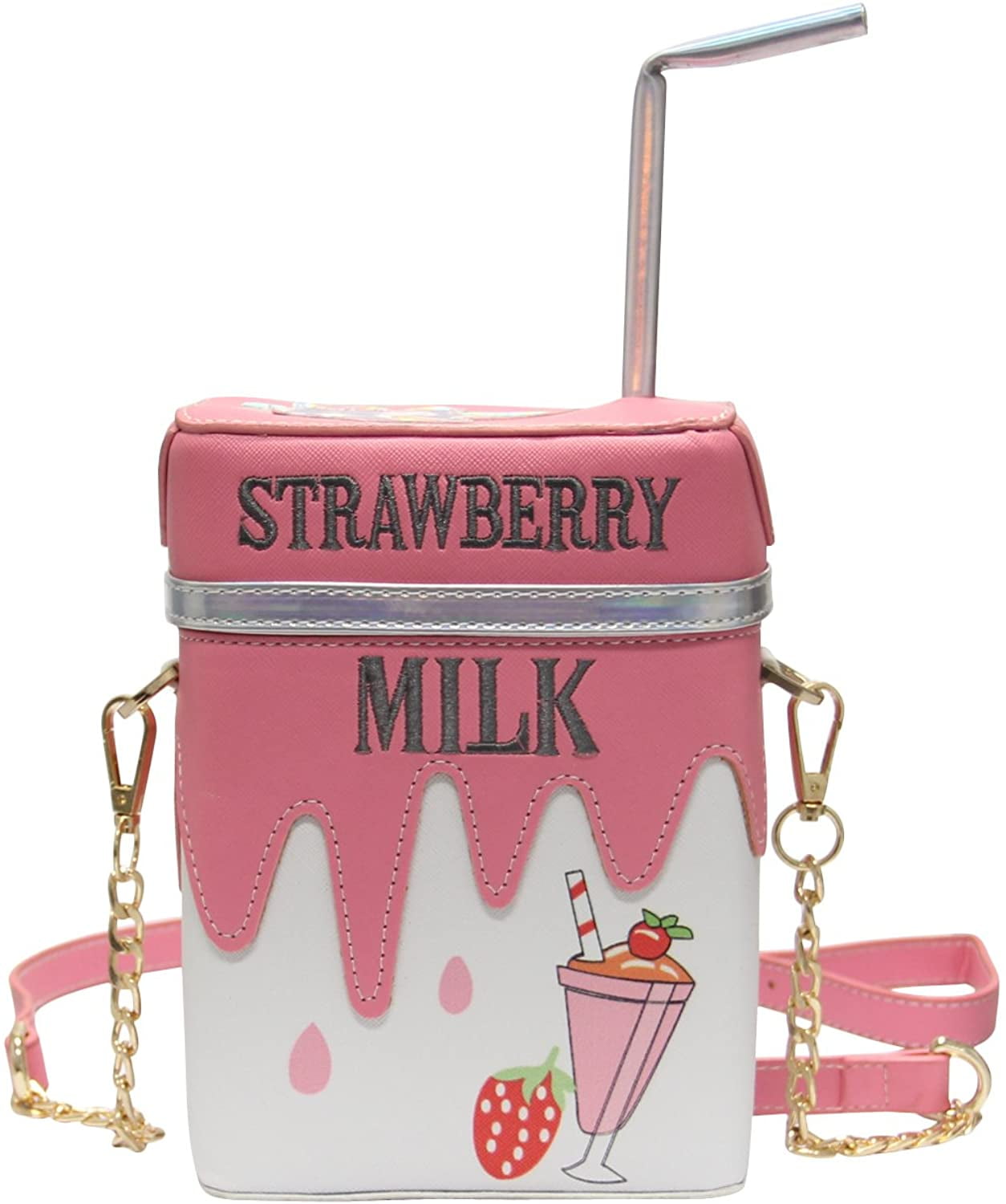 YOUI-GIFTS Cute Strawberry Milk Box Cross Body Purse Bag Cellphone ...