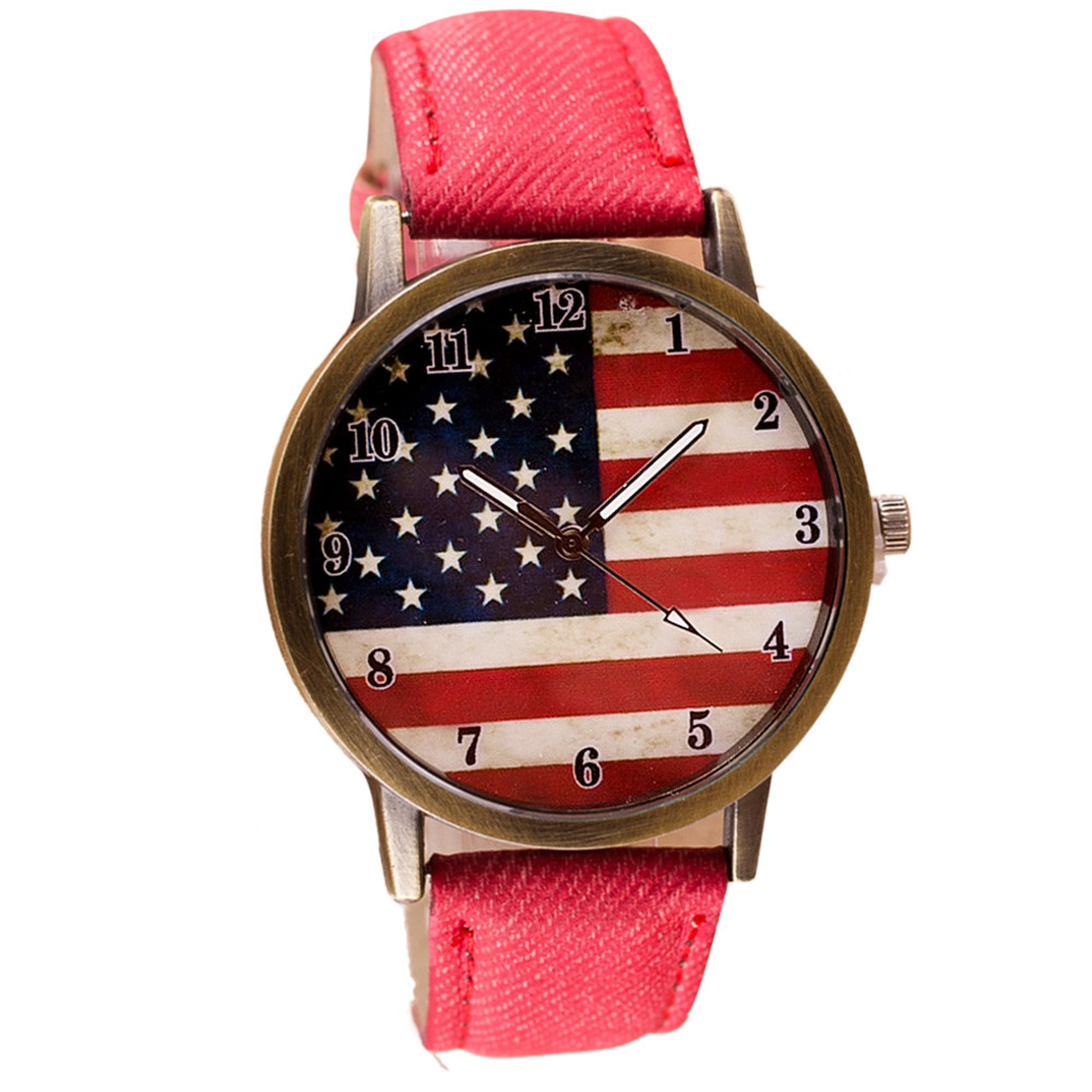 United States American Flag Watch Red Jean Band Style Patriotic U.S.A ...