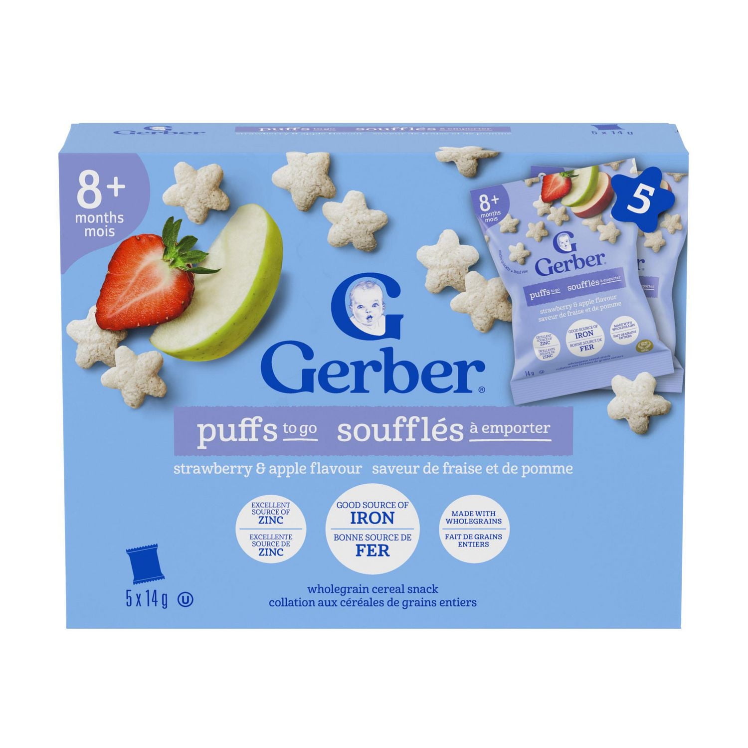 GERBER Puffs To Go, Strawberry & Apple, For 8 Months & Up, Non-GMO ...
