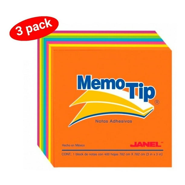 Notas Adhesivas De 5x5cm Colores Neón C/400 Hojas Memo Tip AleJaz U527Q ...