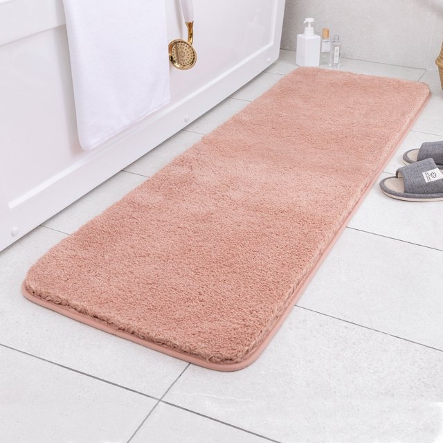 "Carvapet Non-Slip Pink Microfiber Bath Mat for Shower Tub, Soft ...
