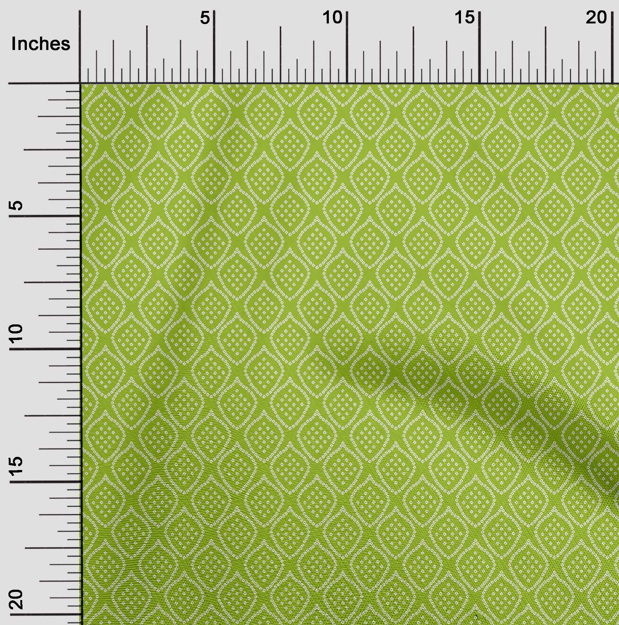 oneOone Silk Tabby Light Green Fabric Ogee Bandhani Dress Material ...
