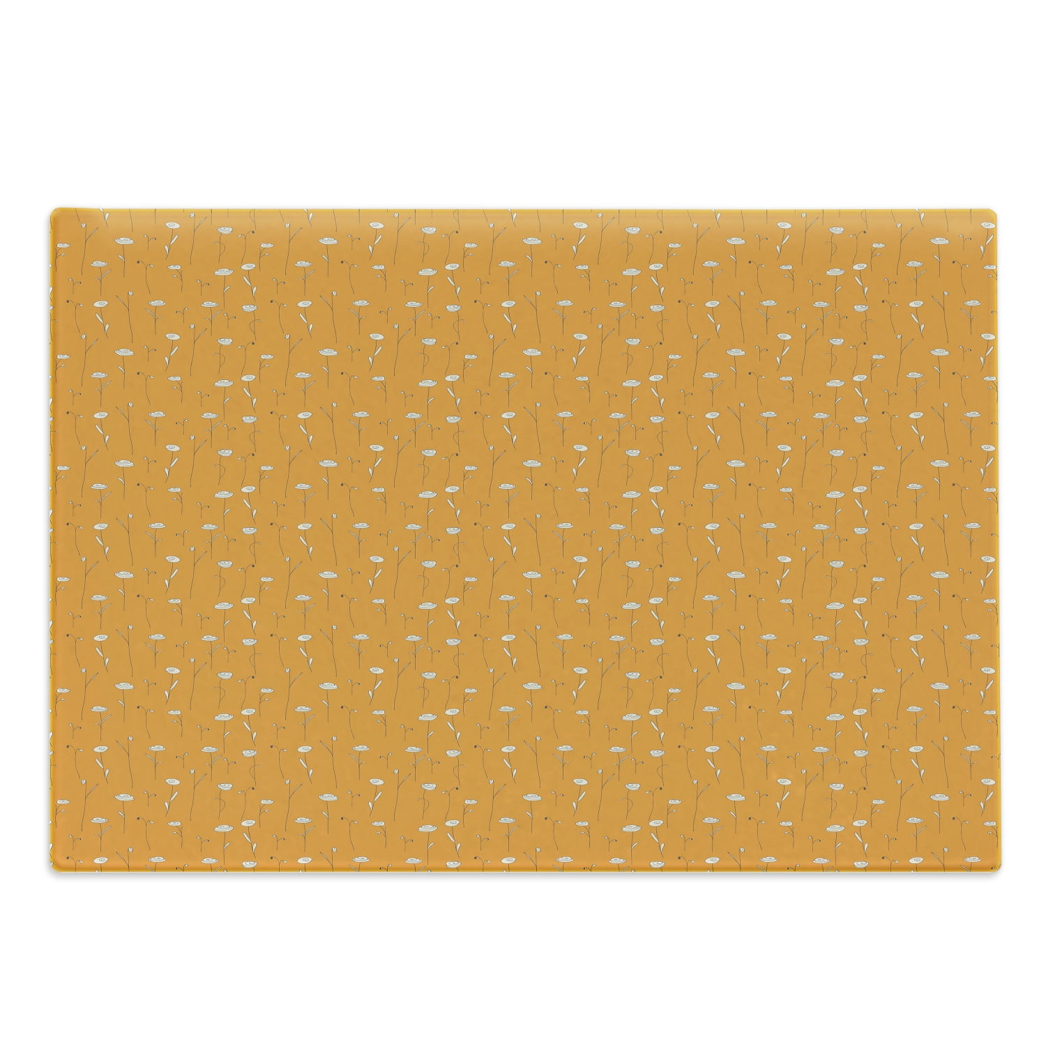 Orange Cutting Board, Doodle Style Abstract Flowers Simplistic Nature ...