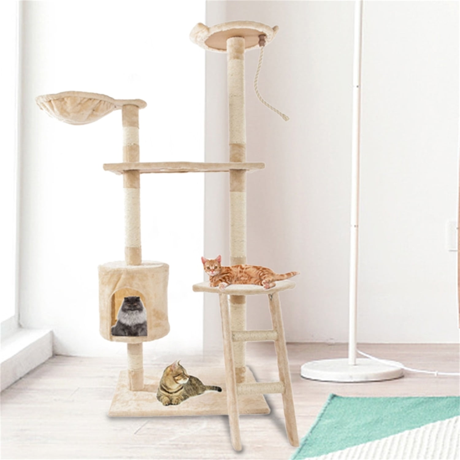 Pefilos 60 Cat Tree For Indoor Cats Plush Cat Tower Multilevel Cat