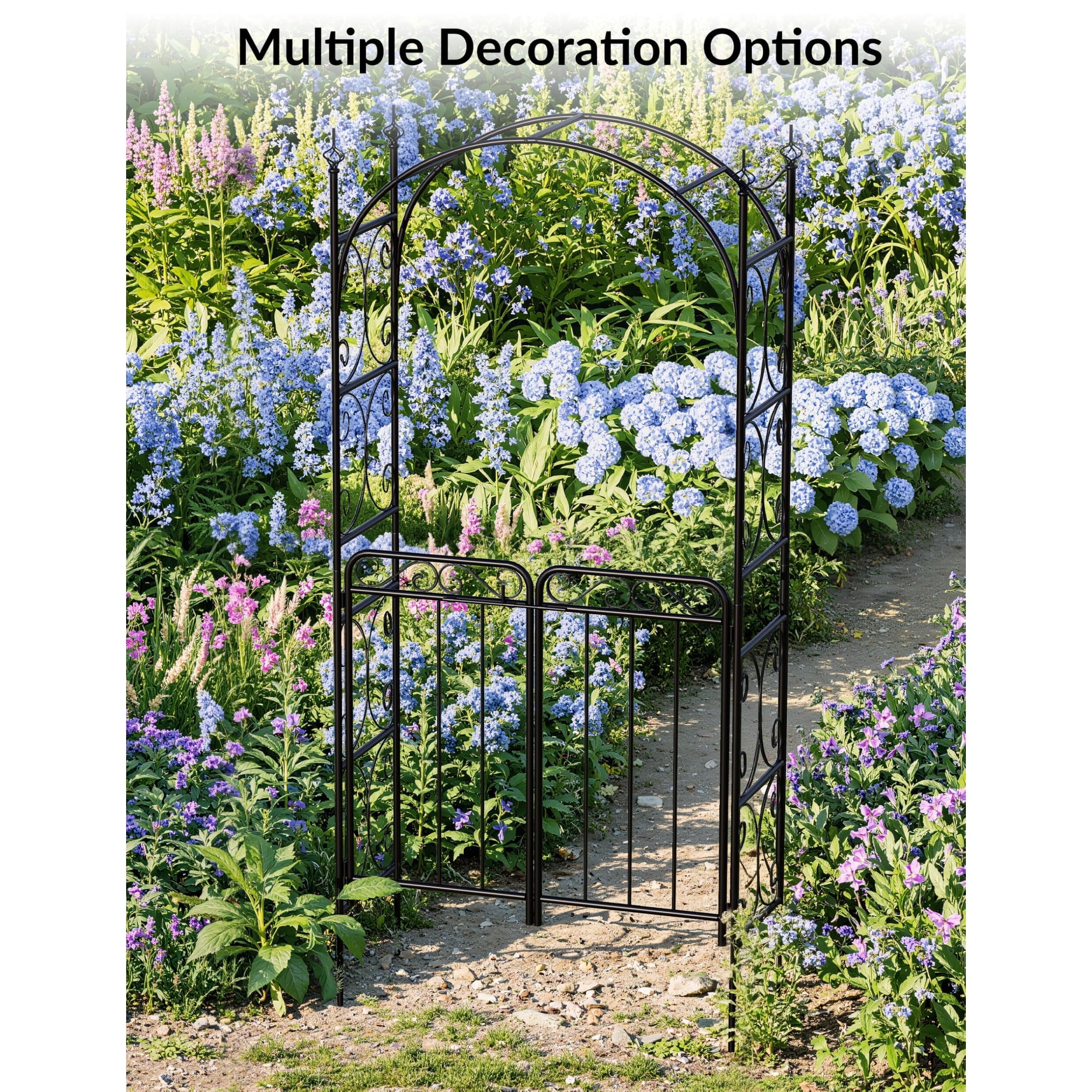 Click here for Akdsteel 8ft Metal Garden Arbor With Gate  Black O... prices