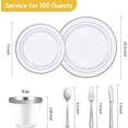600 Piece Disposable Silver Plastic Plates and Cutlery Set for 100 ...