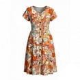 Bwndum Womens Floral V-Neck Button Down Midi Dress with Pockets ...