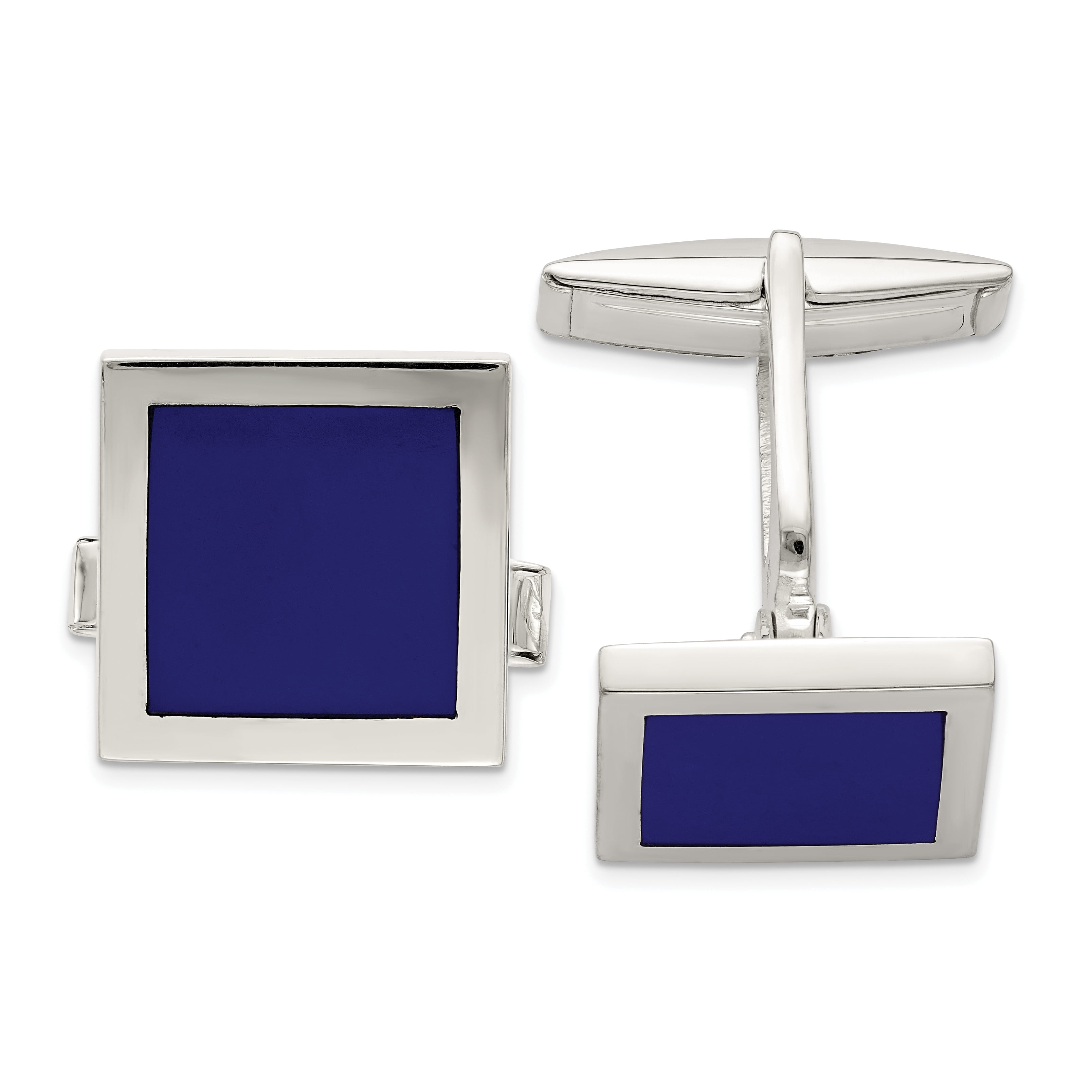 925 Sterling Silver Lapis Cuff Links Mens Cufflinks Link Collar Stay ...