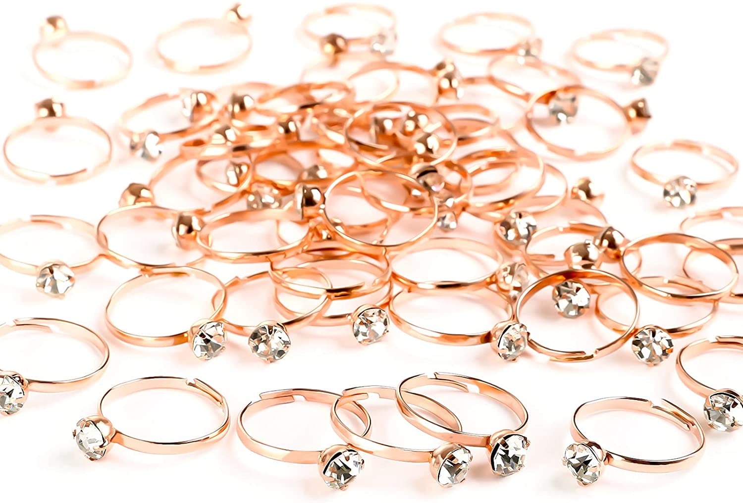 Naler Bridal Shower Rings 52 Pack Rose Gold Diamond Engagement Rings ...