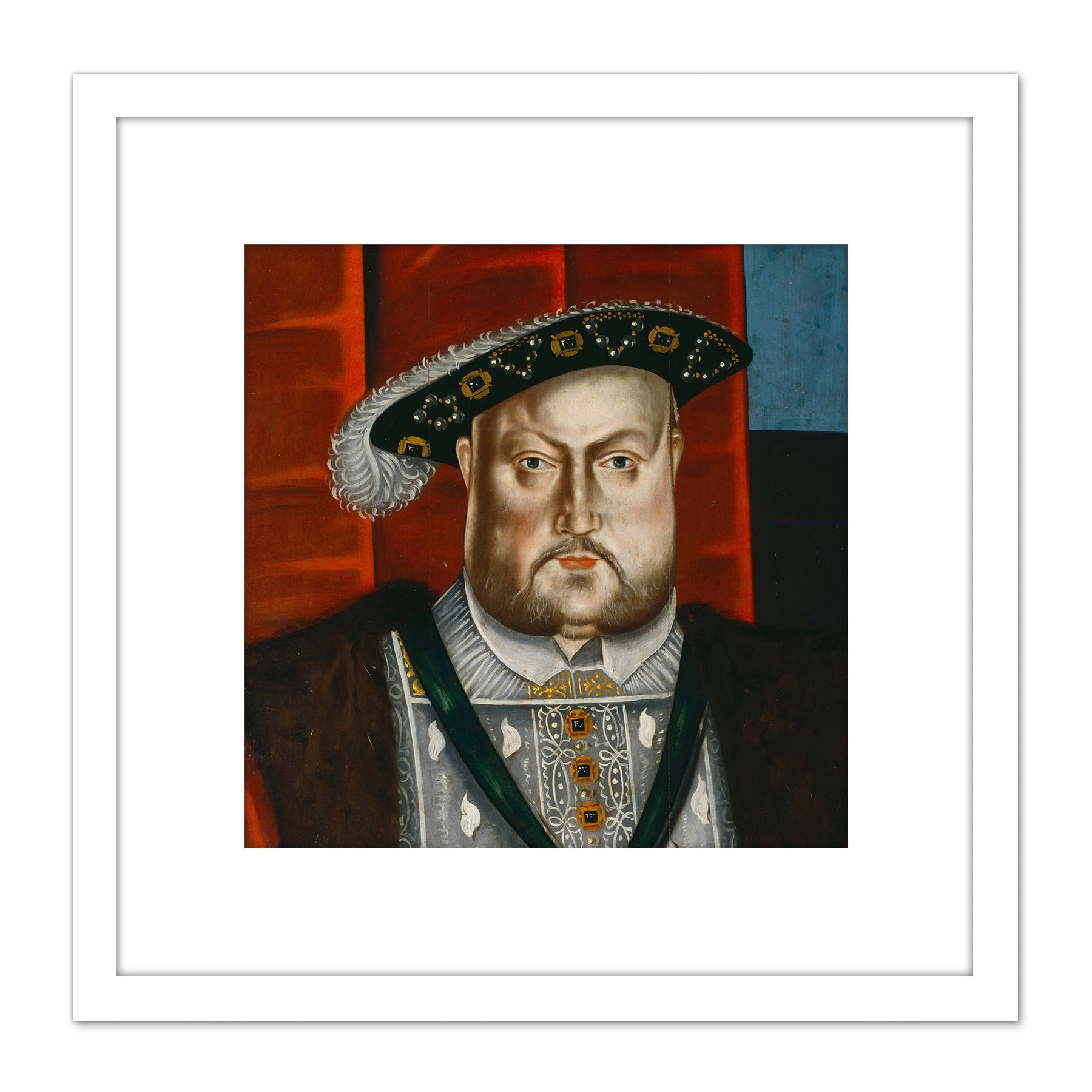 British School Henry VIII King Portrait 8X8 Inch Square Wooden Framed ...