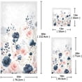 3 PC Navy Blue Floral Bath Towels Set,Pink White Blossom Flowers ...