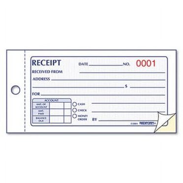 Adams Money Receipt Book With Stub 5 15/16in. x 2 3/4in. - Walmart.com