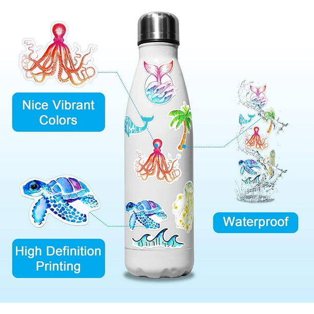 100 Pieces Waterproof Vinyl Stickers Cute Water Bottles Decals DIY ...