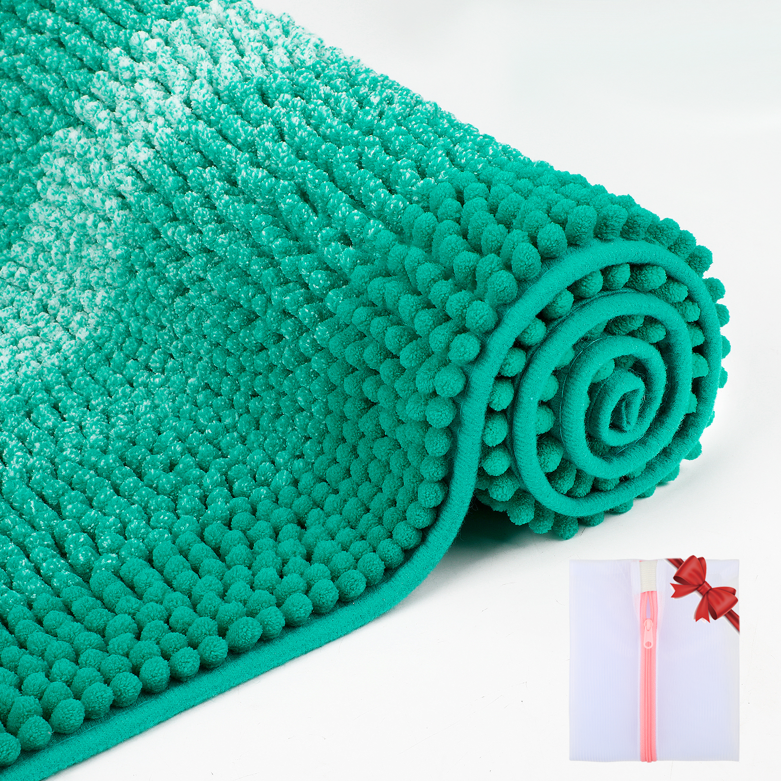 Hyhyco Bathroom Rugs 20"x32", Turquoise Bath Mat ,Microfiber Soft ...