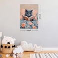 Affixzi Cat Reading Book Wall Art, Cute Gray Kitten Print, Animal ...