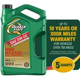 Quaker State Full Synthetic High Mileage 0W-20 Motor Oil, 5 Quart ...