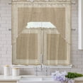 Brown Geometric Curtains Swag and Tiers Curtains Set, White Greek Key ...