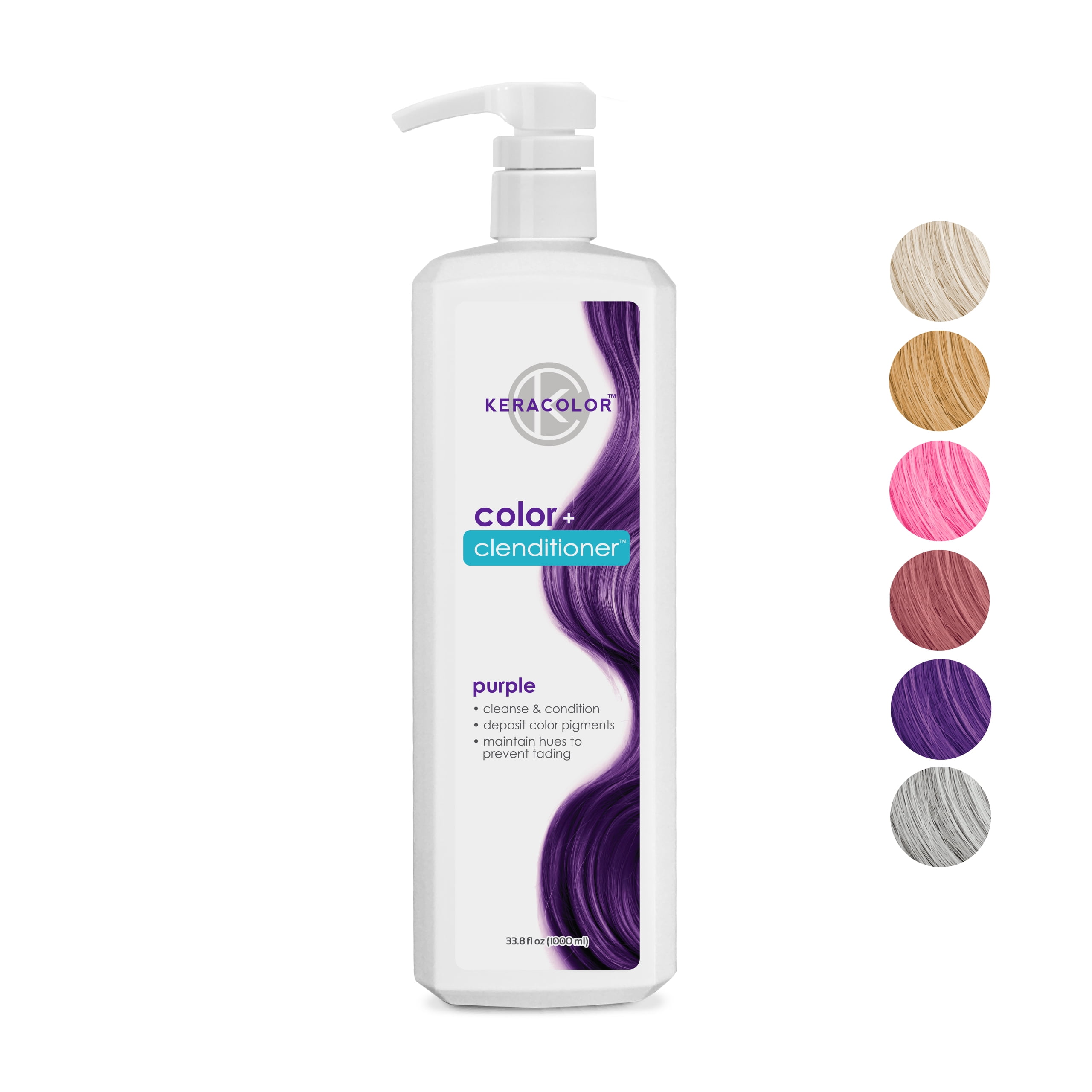 Keracolor Semi Permanent Hair Dye 3 in 1 Clenditioner, Purple, 33.8 fl ...